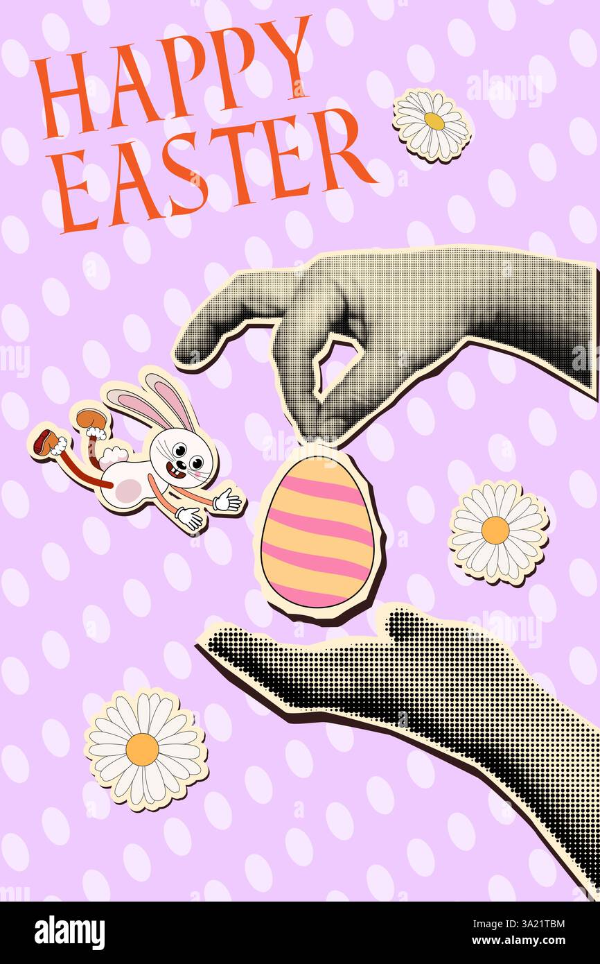 Happy Easter halftone retro collage poster Stock Vector Image & Art - Alamy