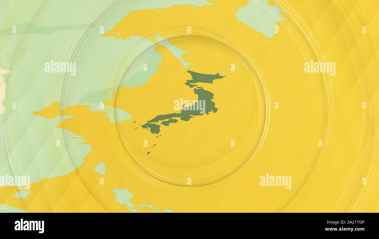 Abstract Map of Japan and Surrounding Regions with Circular Patterns ...