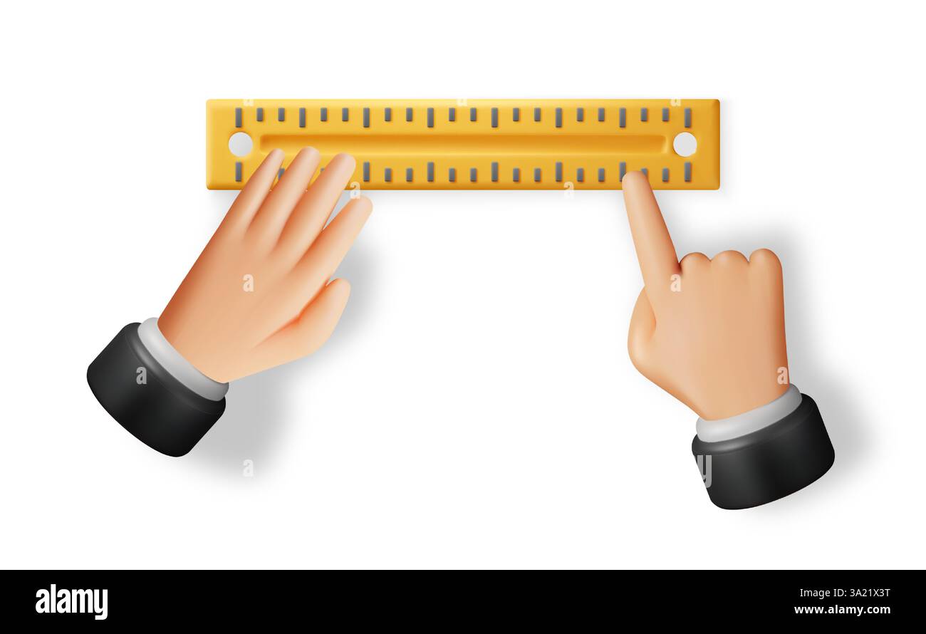 3D plastic measuring ruler in hands Stock Vector Image & Art - Alamy