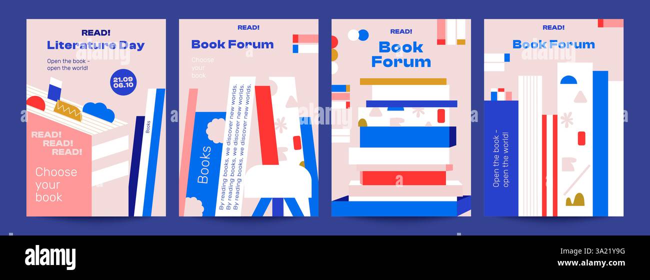 4 universal posters for the Book Festival. Bookmarks, notes and lots ...