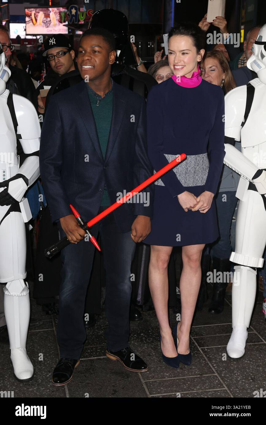 Daisy Ridley and John Boyega at ABC Studios in New York City for an ...