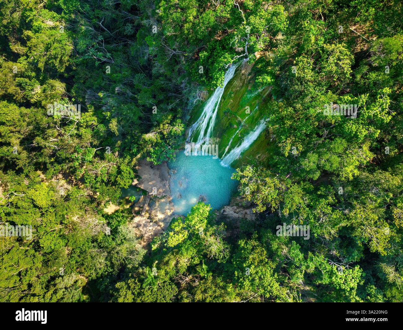 Beautiful tropical rainforest and waterfall El Limon in the mountan ...