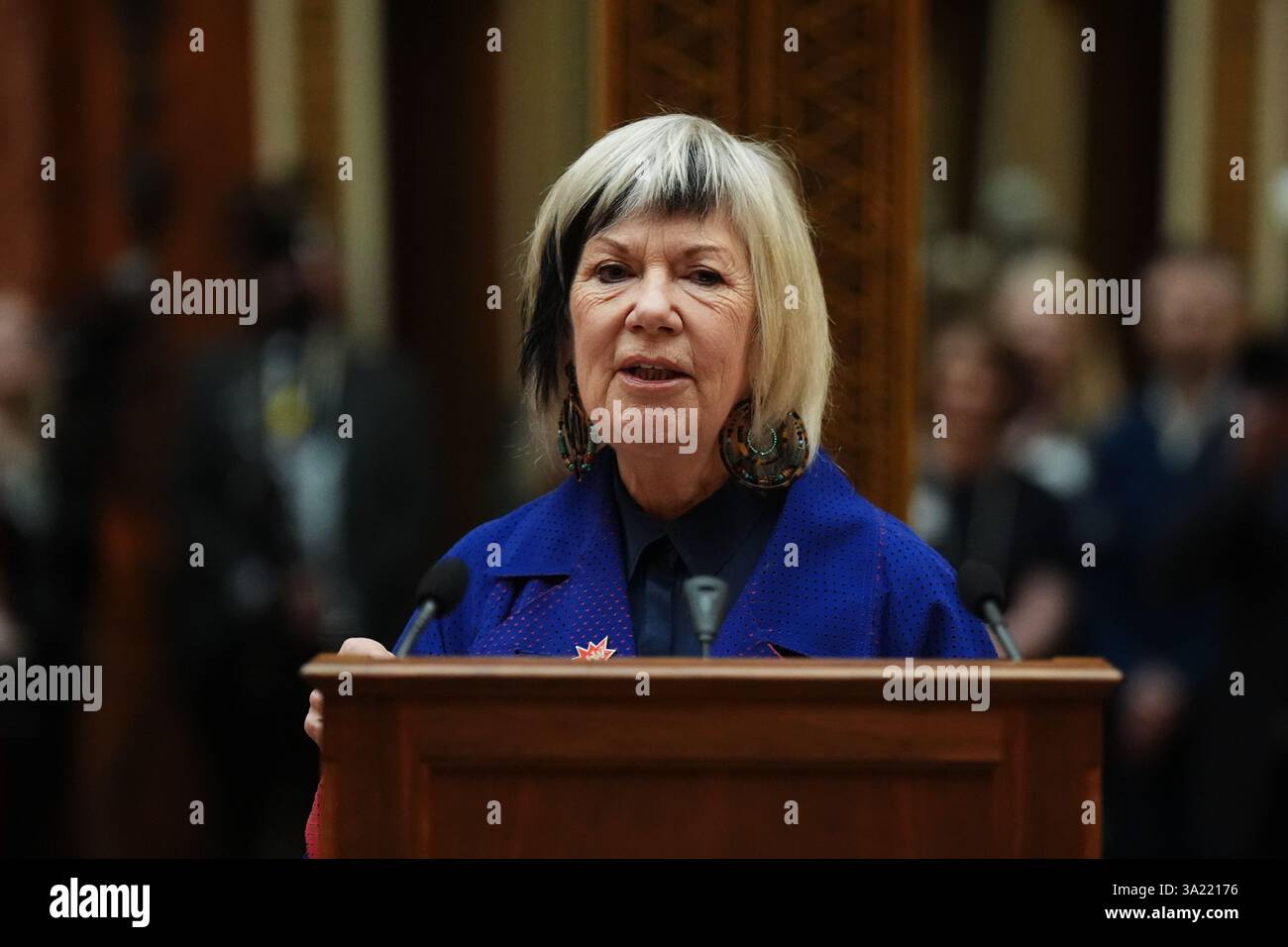 Jude Kelly, the founder of Women of the World (WOW) speaks during a ...