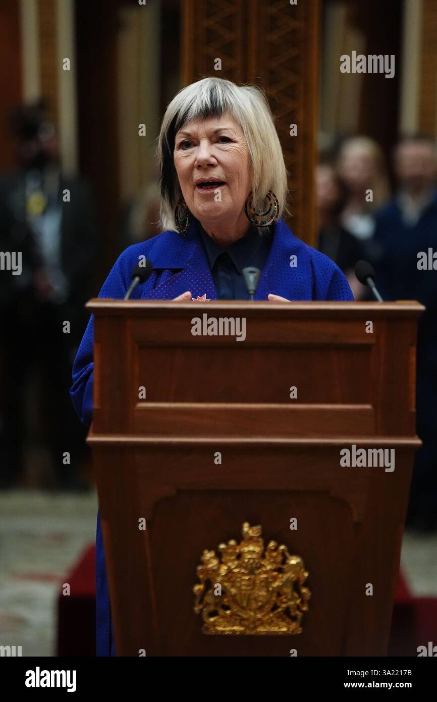 Jude Kelly, the founder of Women of the World (WOW) speaks during a ...