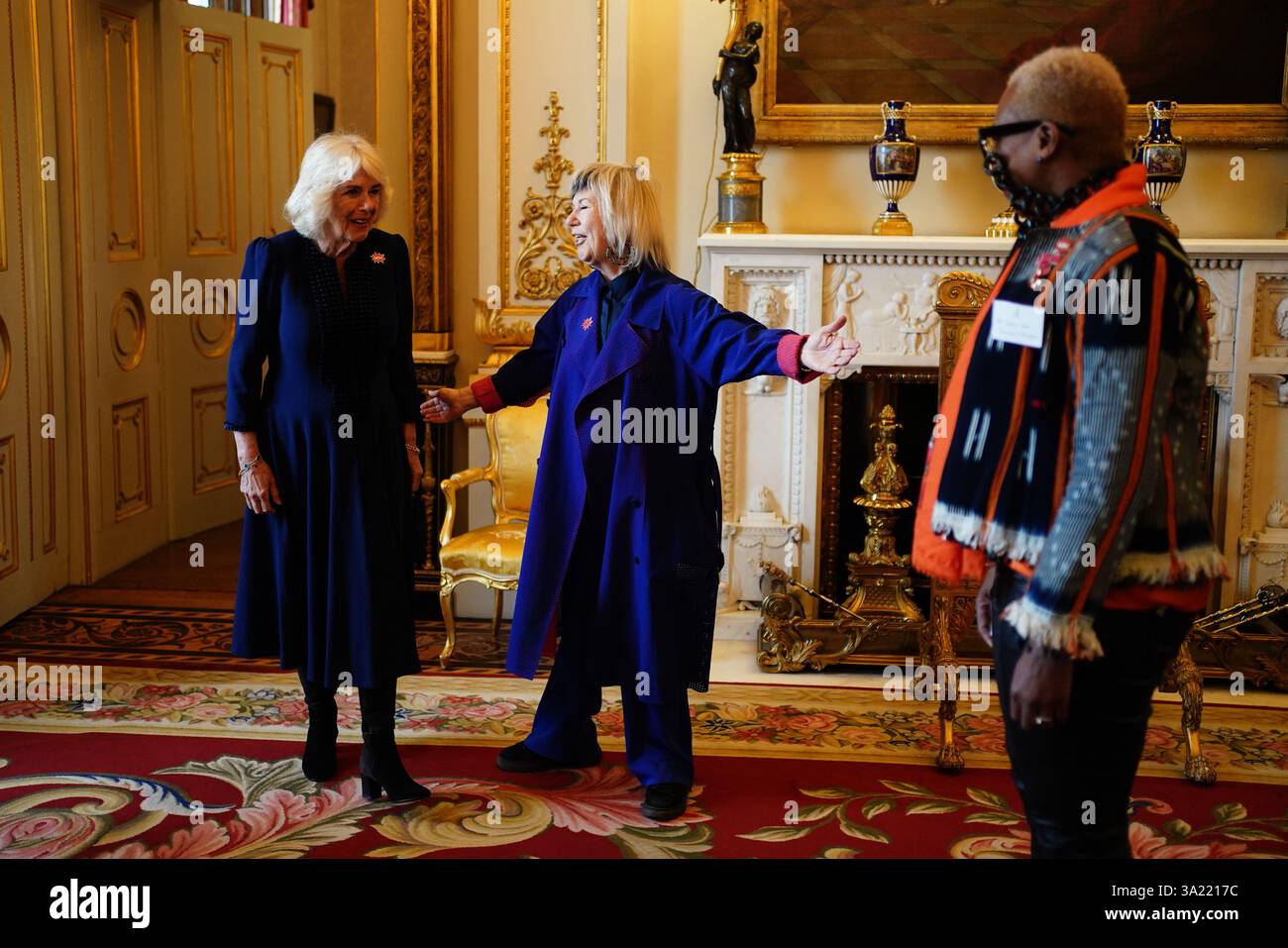 Queen Camilla (left) with Jude Kelly, the founder of Women of the World ...