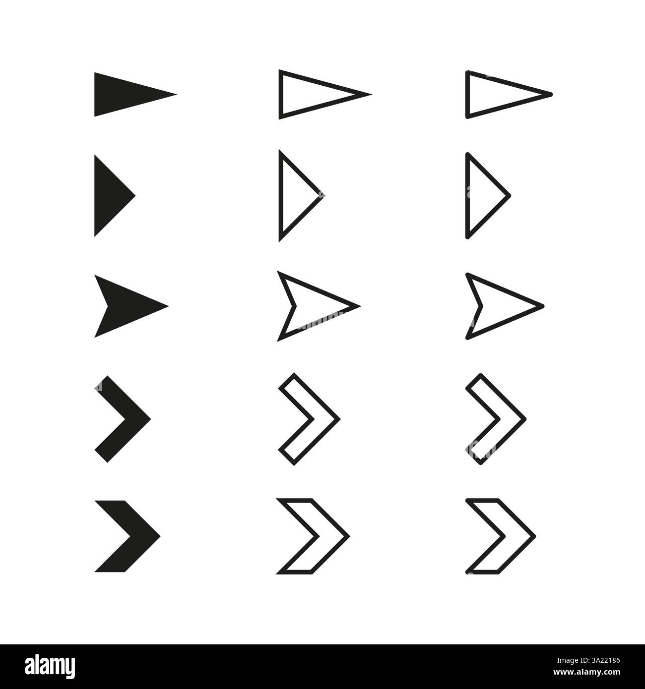 Arrow symbol set. Geometric direction icons. Abstract pointer shapes ...