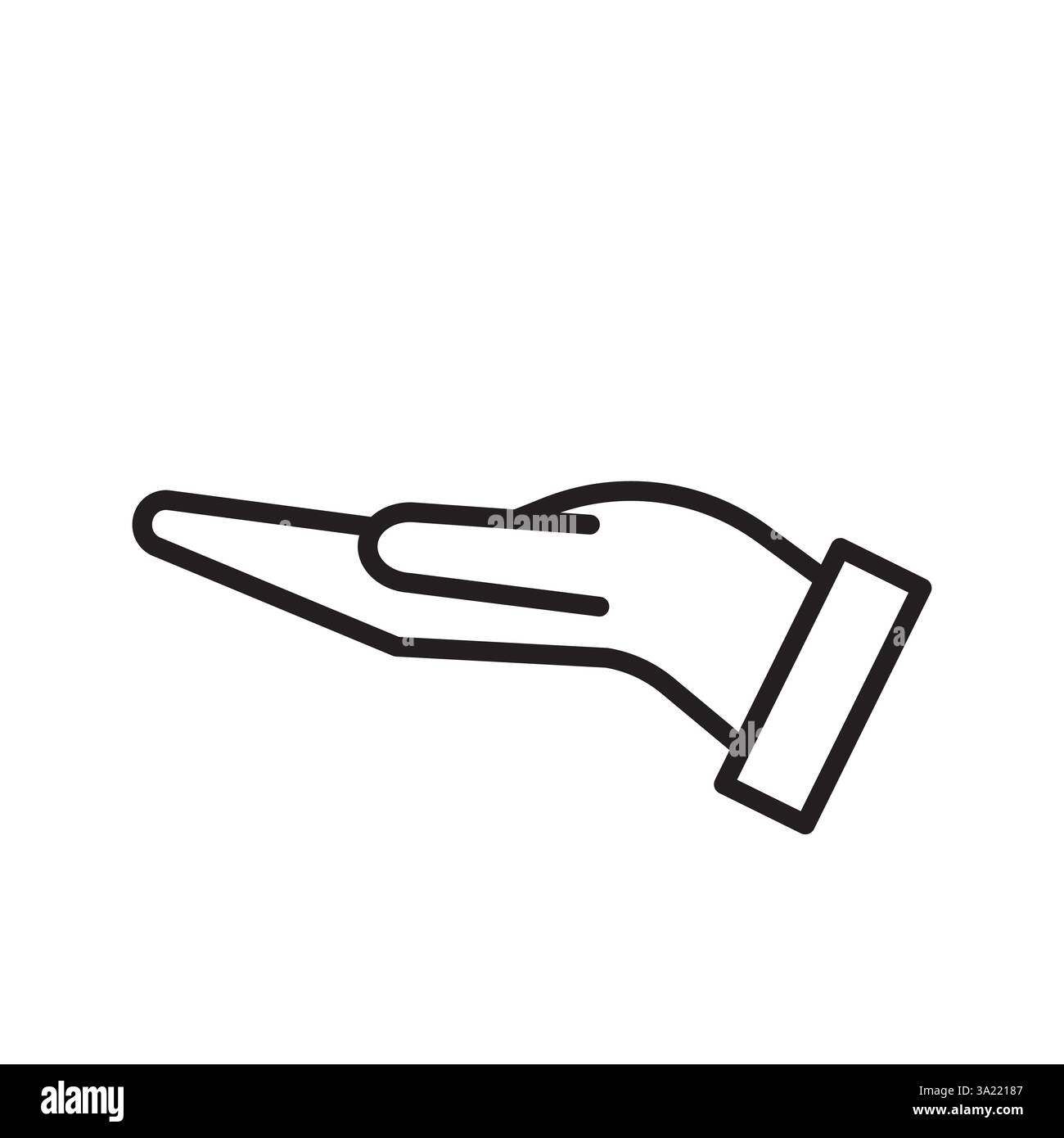 Minimal palm outline. Open hand symbol. Generous support sign. Vector ...