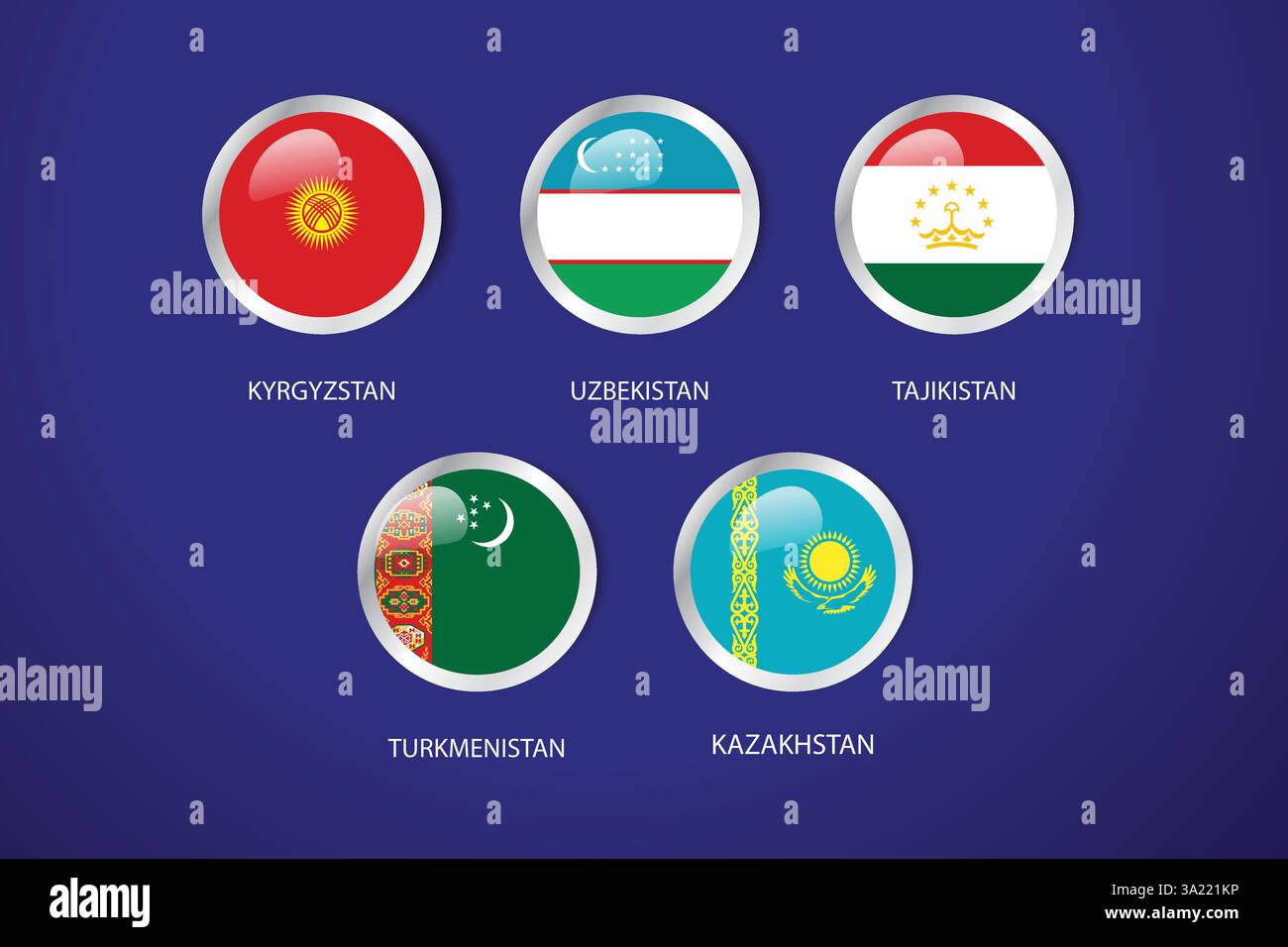 Central asia round flags collection vector Stock Vector Image & Art - Alamy