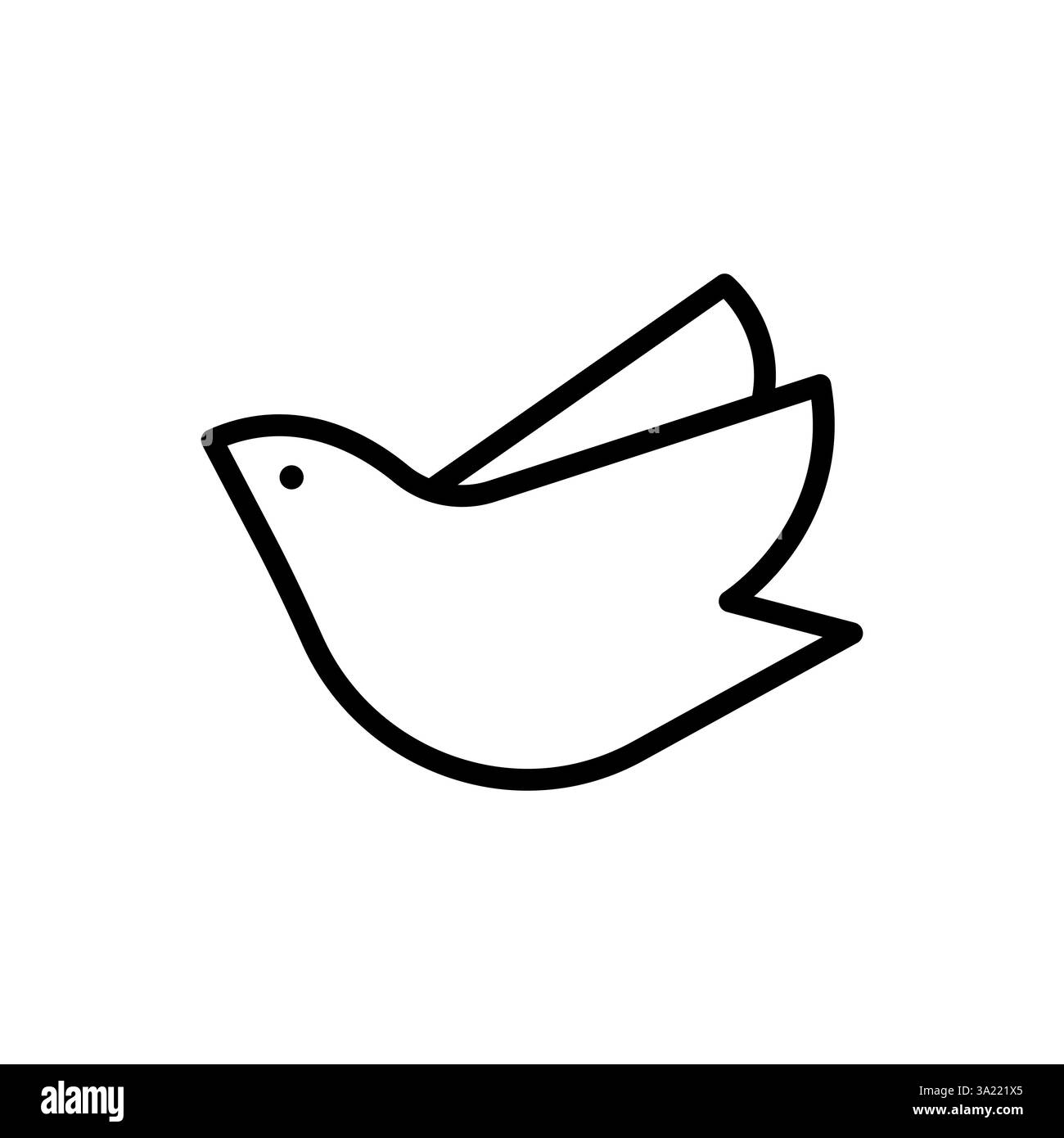 Minimal bird outline. Black contour symbol. Abstract dove form. Vector ...