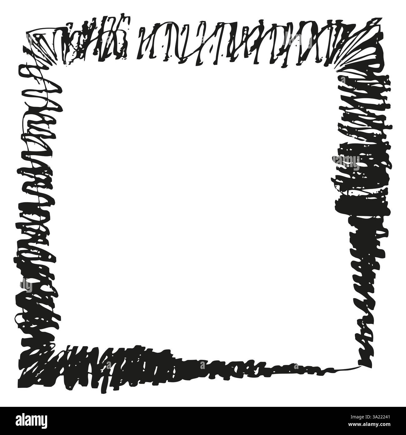 Hand drawn frame. Abstract border shape. Black ink outline. Rough ...