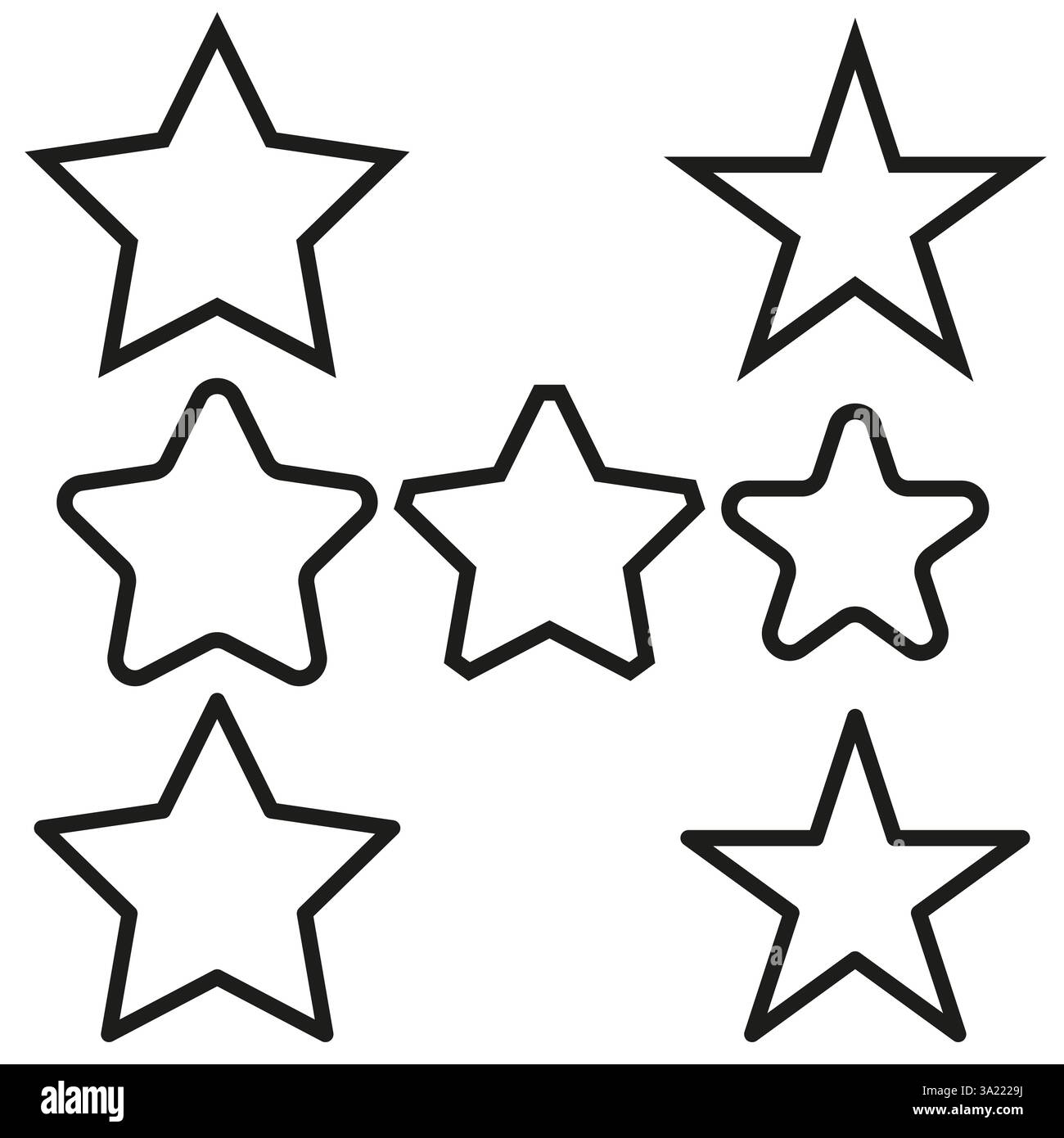 Star outline collection. Geometric star symbols. Different star shapes ...