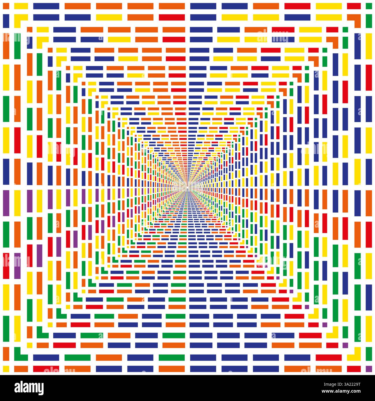 Geometric tunnel effect. Colorful perspective grid. Abstract square ...