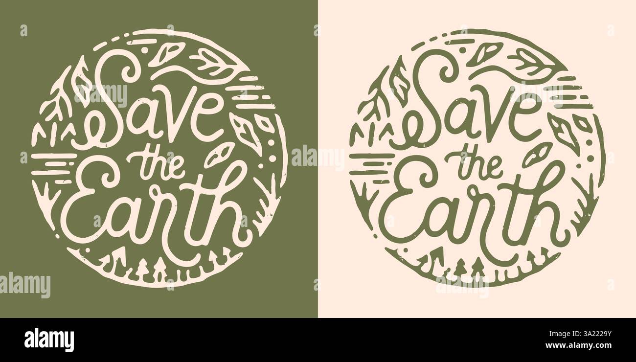 Save the earth round badge Earth day eco-friendly climate activist ...