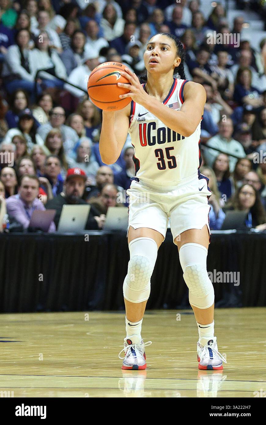 UNCASVILLE, CT - MARCH 10: UConn Huskies guard Azzi Fudd (35) shoots a ...