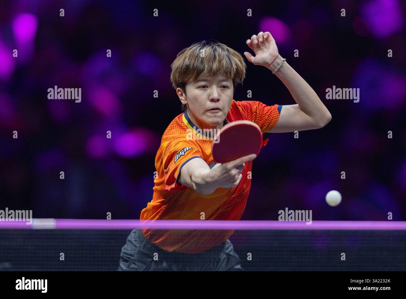 Chongqing, China. 11th Mar, 2025. Huang Yi-Hua of Chinese Taipei hits a ...