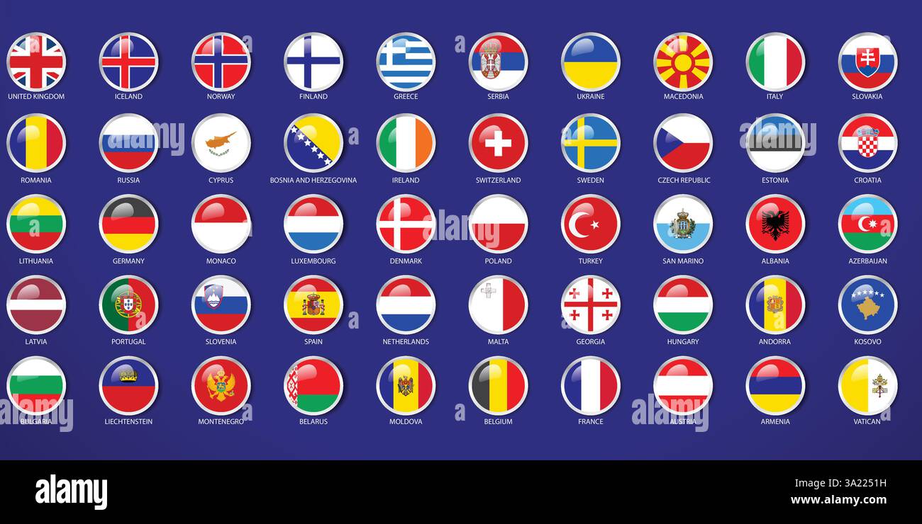 Europe countries round flags collection vector Stock Vector Image & Art - Alamy