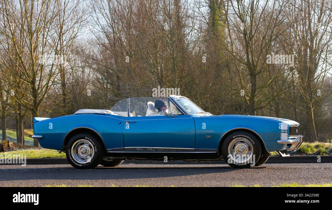 Stony Stratford,UK - Mar. 2nd 2025: 1967 blue Chevrolet Camaro classic ...