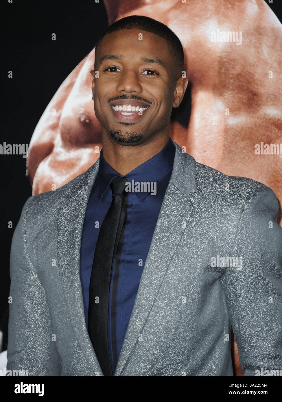 Michael B. Jordan arriving at the premiere of 'Creed' at the Regency ...