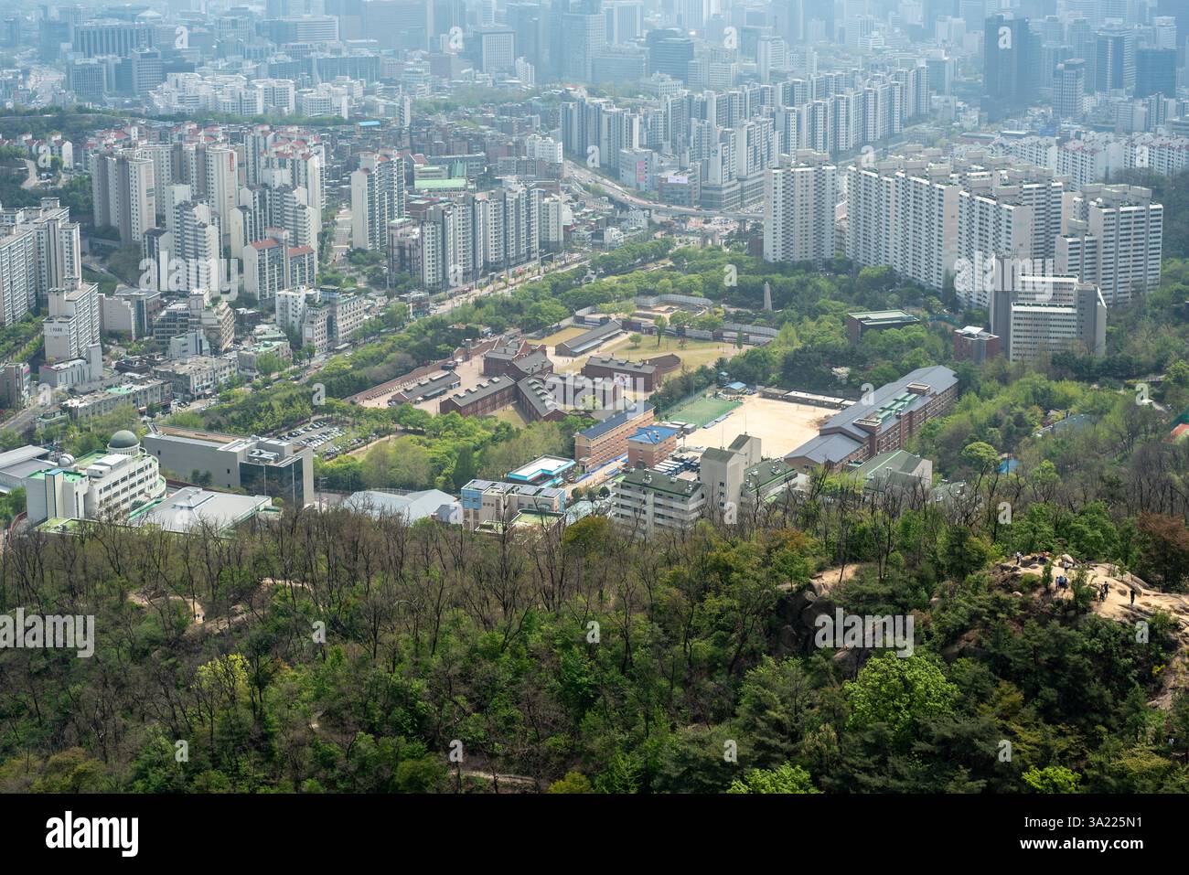 Smog pollution and yellow dust covering cityscape of Seoul, capital of ...