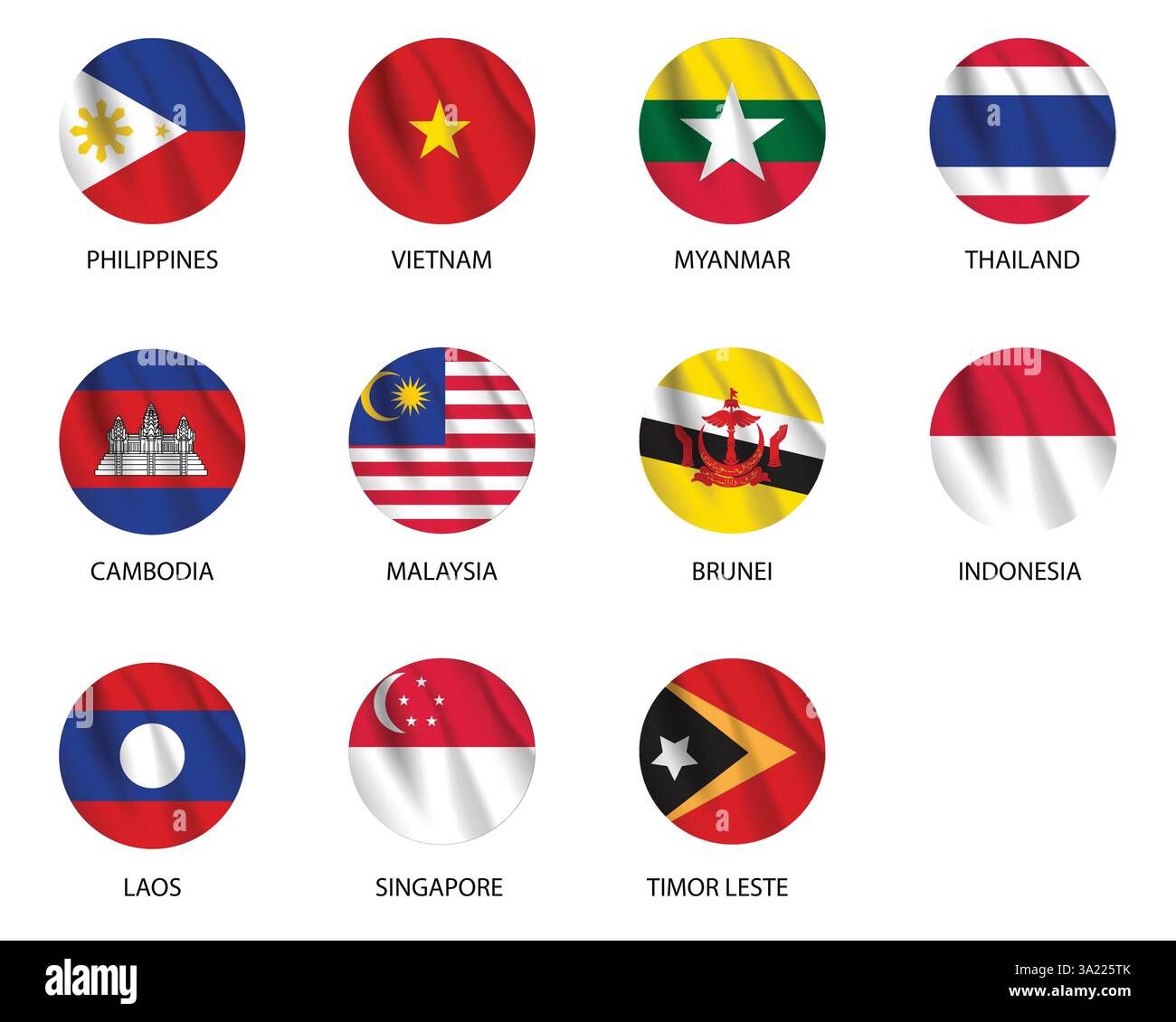round flags of southeast asia countries as badges Stock Vector Image & Art - Alamy