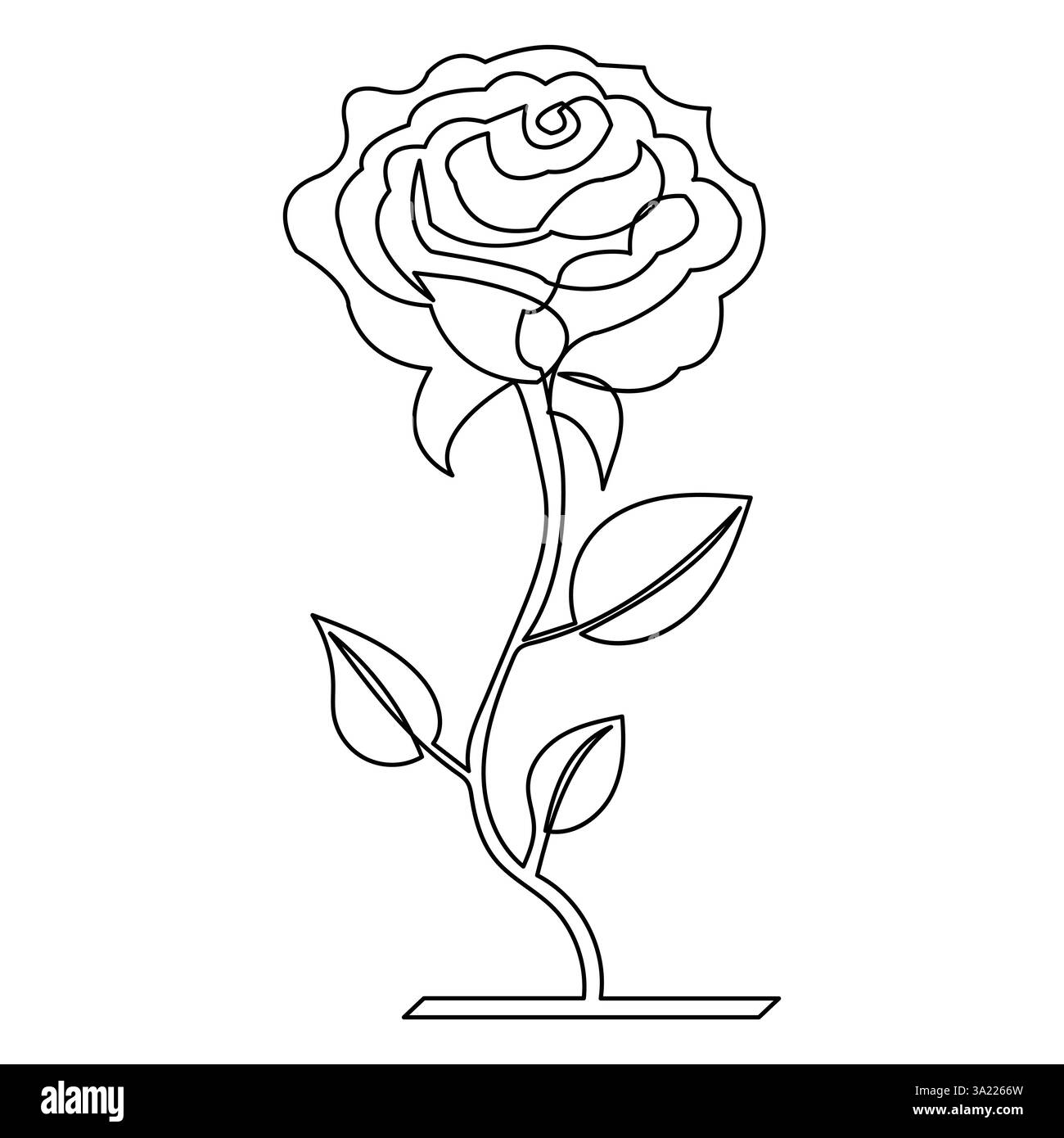Continuous single line art drawing vector illustration of style rose Flower Stock Vector Image ...