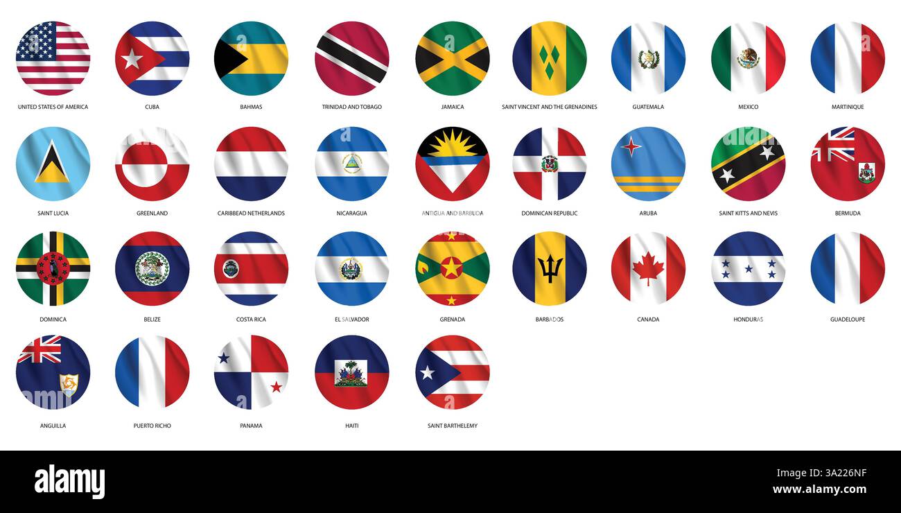 America Continents Countries Flags vector Stock Vector Image & Art - Alamy