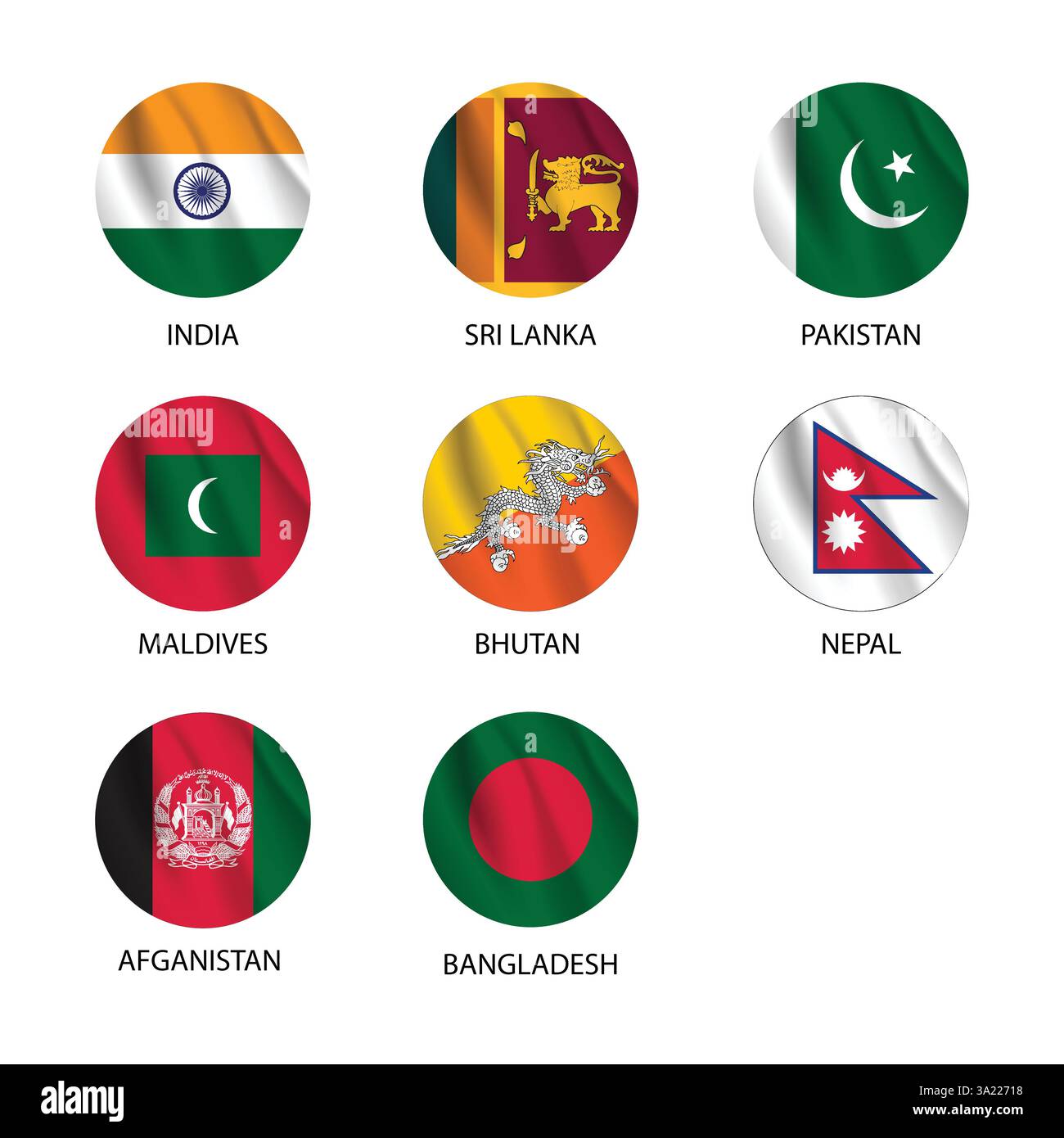 round flags of south asia countries as badges Stock Vector Image & Art ...