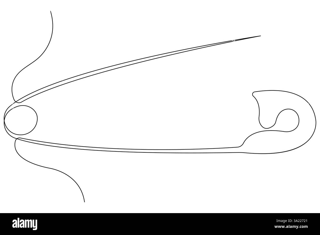 Safety pin continuous one line art drawing of outline vector ...