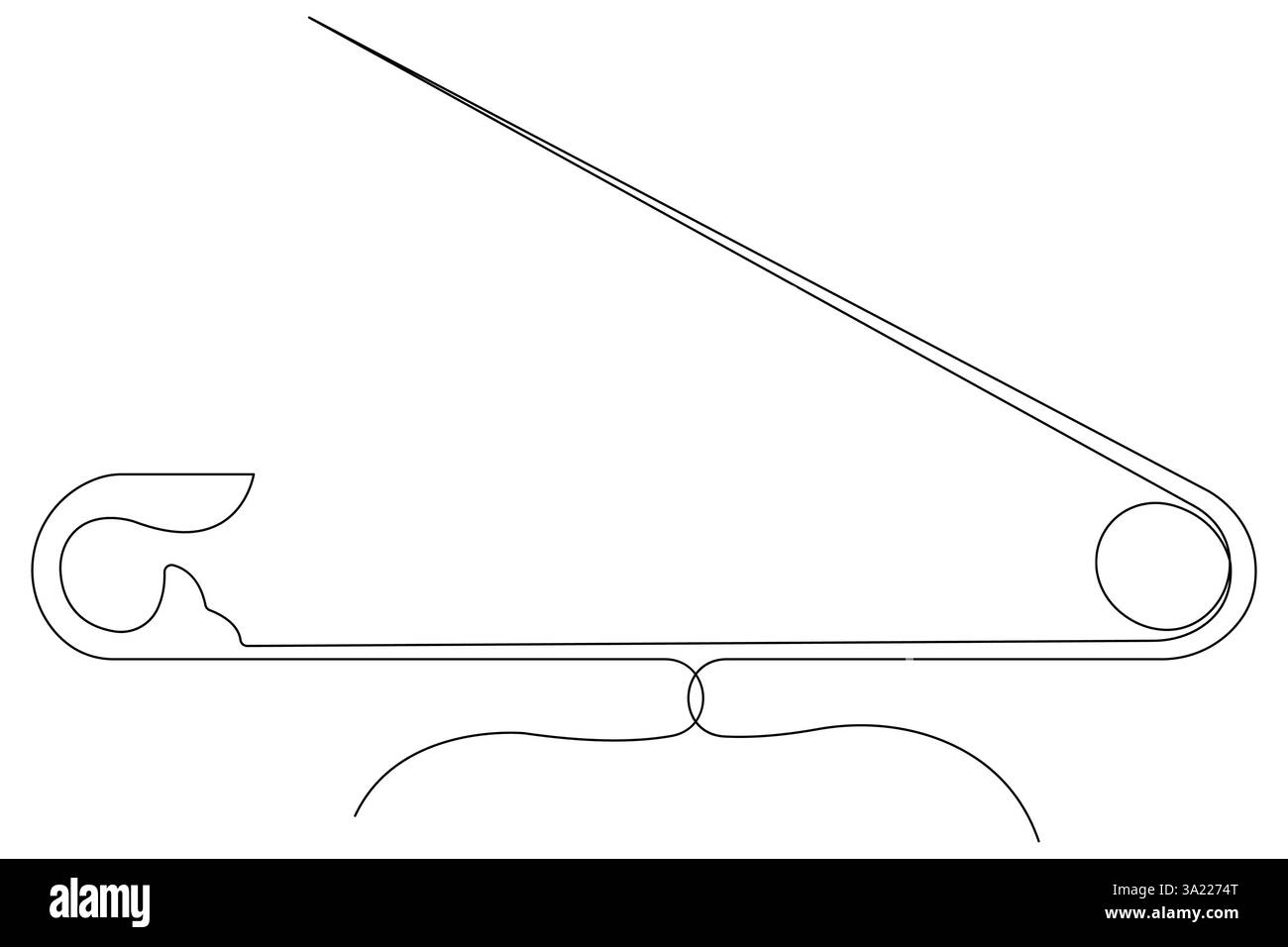 Safety pin continuous one line art drawing of outline vector ...