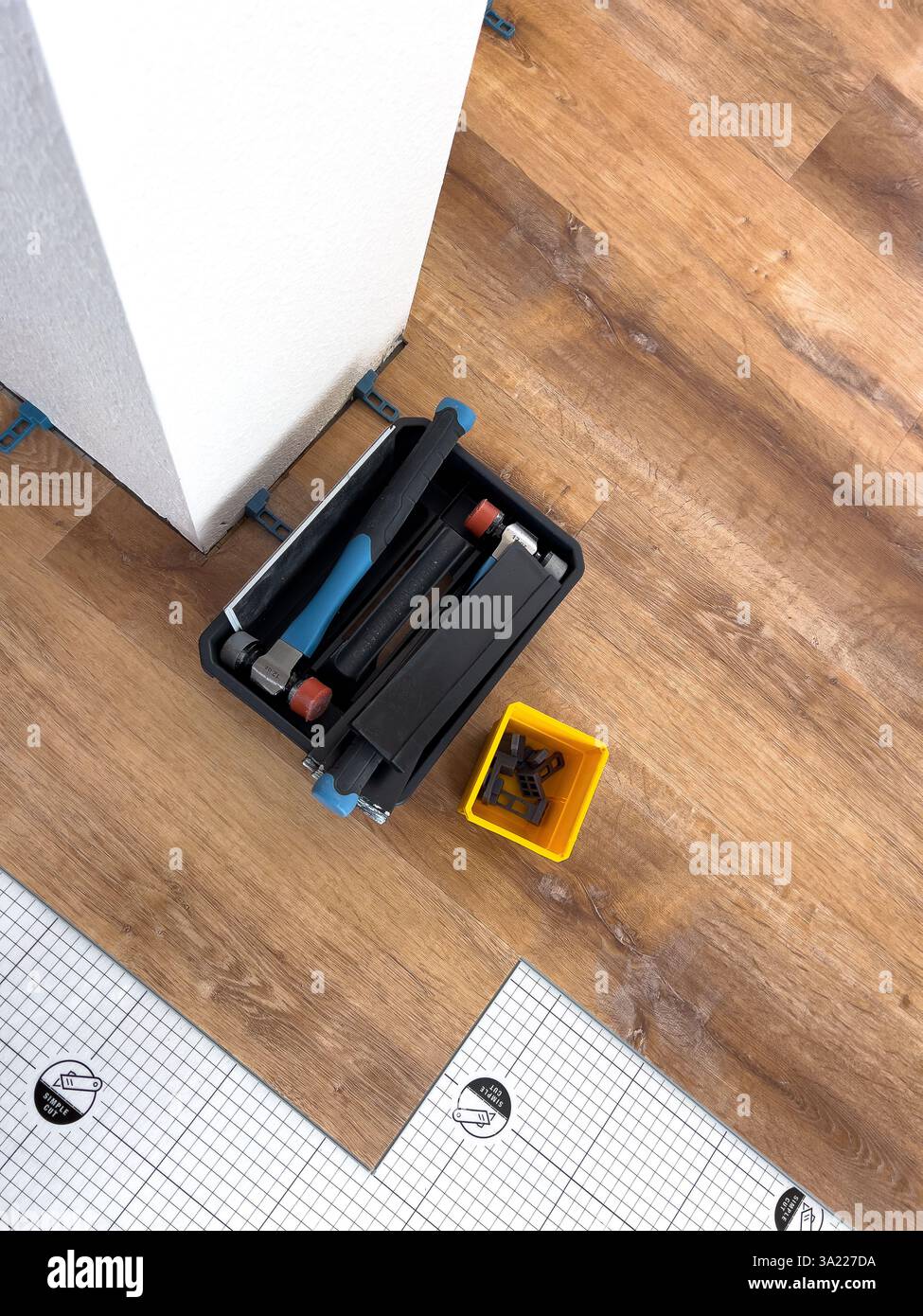 Flooring Installation Tools And Underlayment Preparation Stock Photo ...