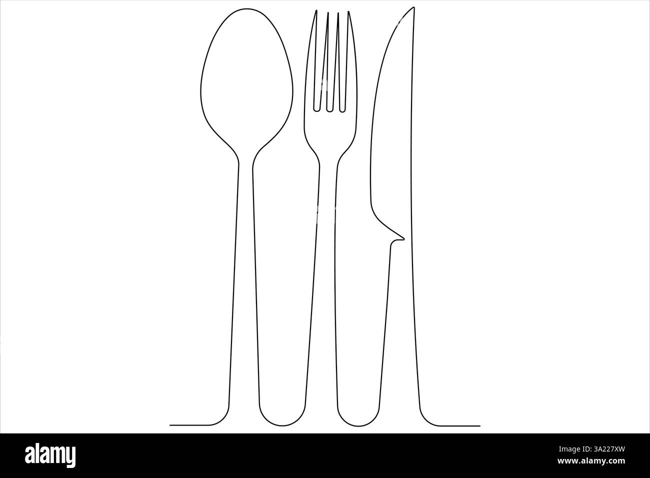 Continuous line drawing spoon Stock Vector Images - Alamy