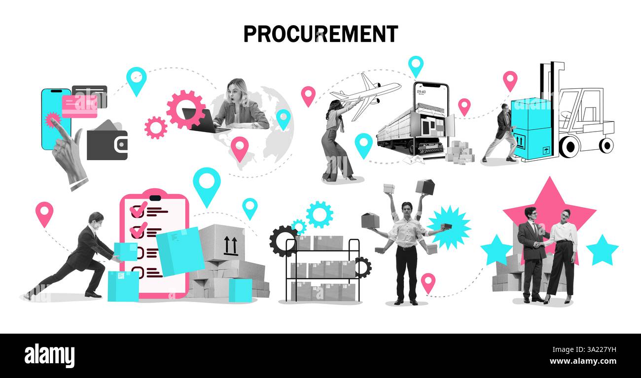 Conceptual design. Procurement process showcasing logistics, supply ...