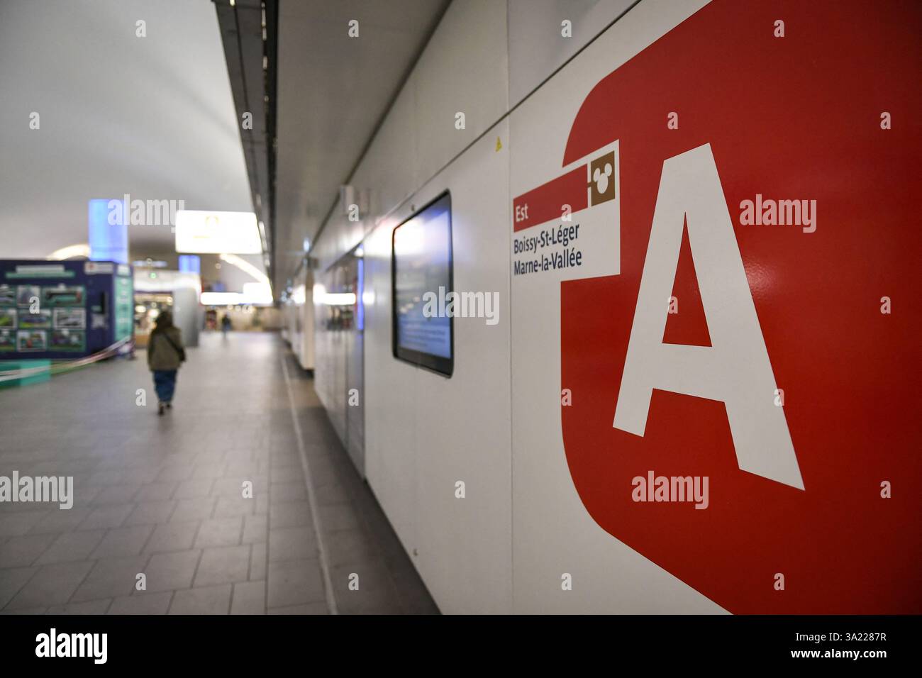 Paris, France. 11th Mar, 2025. This photograph shows the RER A Auber ...