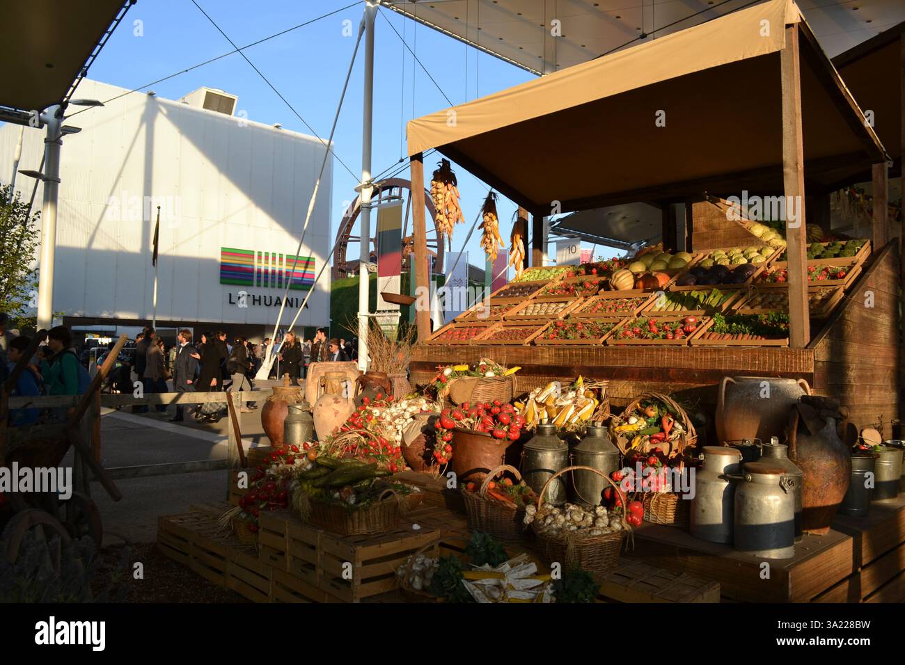 Traditional Italian market stalls positioned along the Decumano main ...