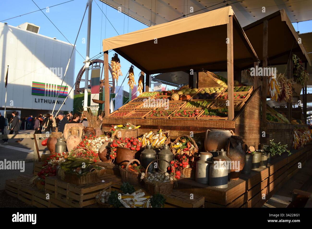 Traditional Italian market stalls positioned along the Decumano main ...