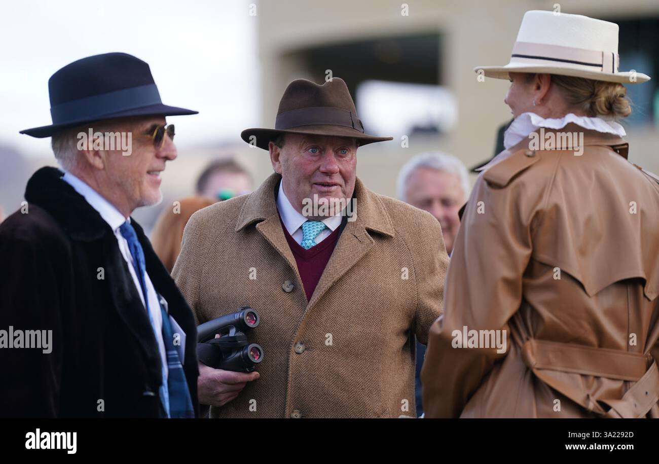 Trainer Nicky Henderson (centre) on day one of the 2025 Cheltenham ...