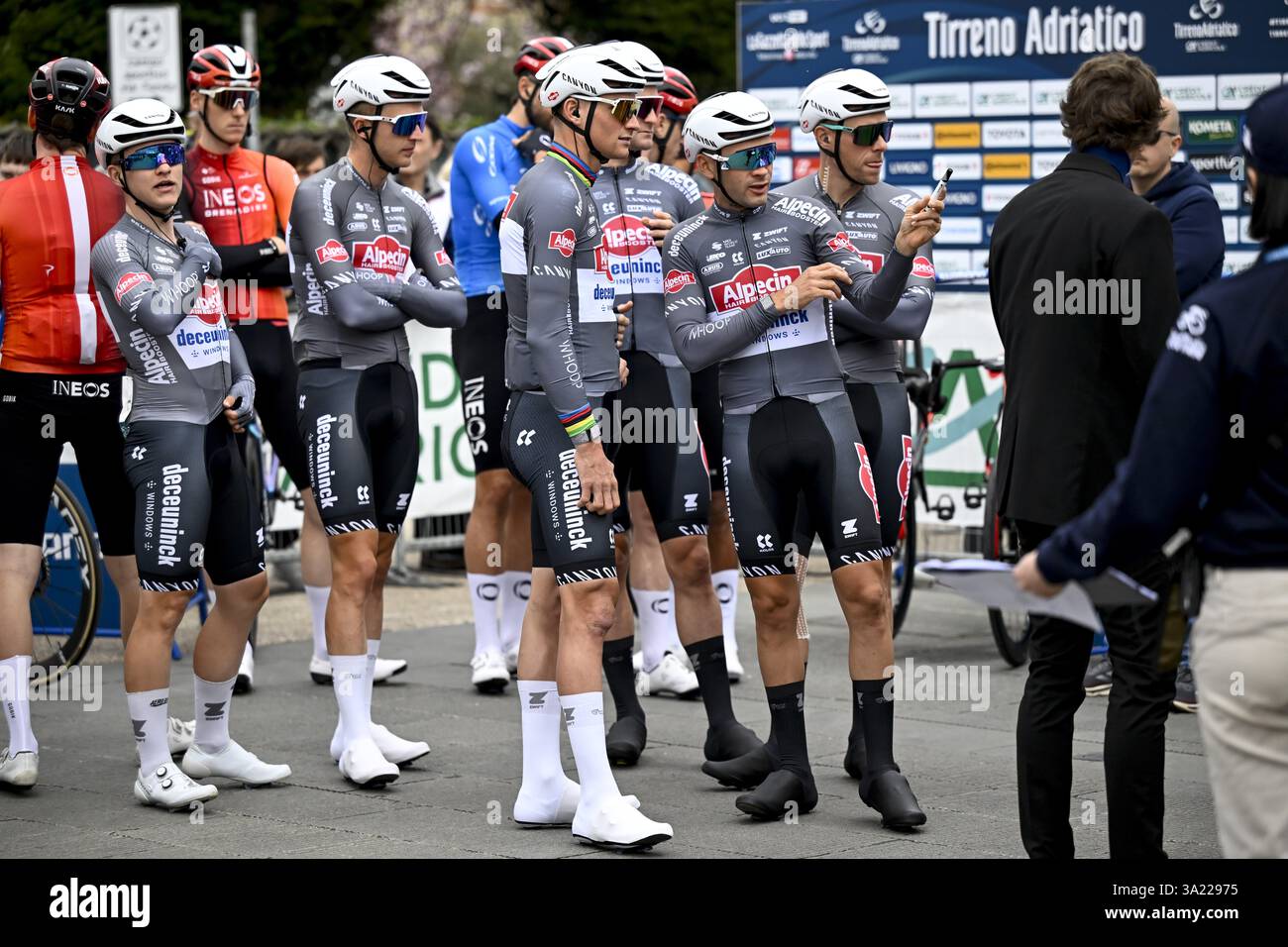 Dutch Mathieu van der Poel of Alpecin-Deceuninck and Belgian Gianni ...