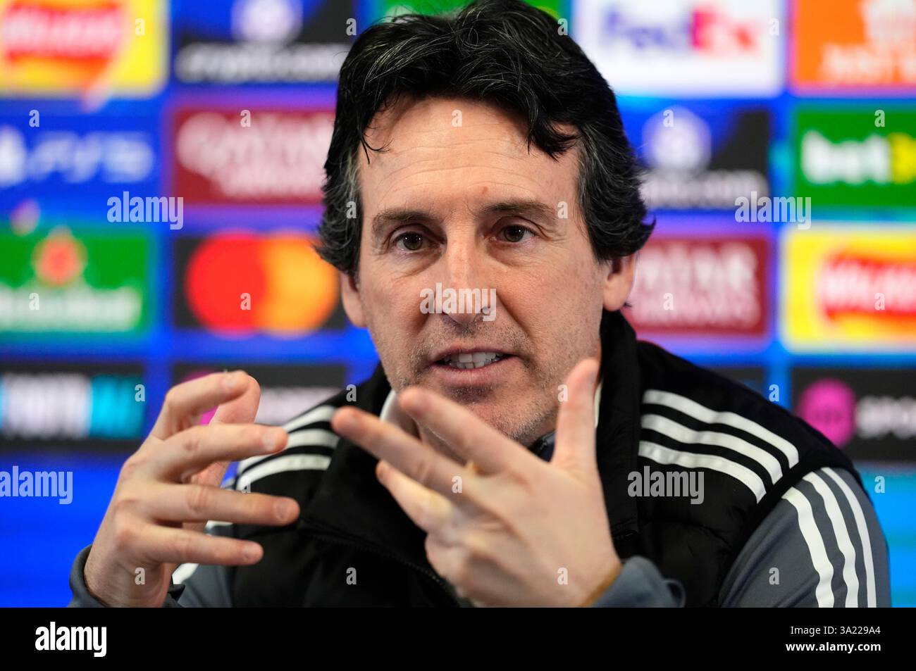 Aston Villa manager Unai Emery during a press conference at Bodymoor ...