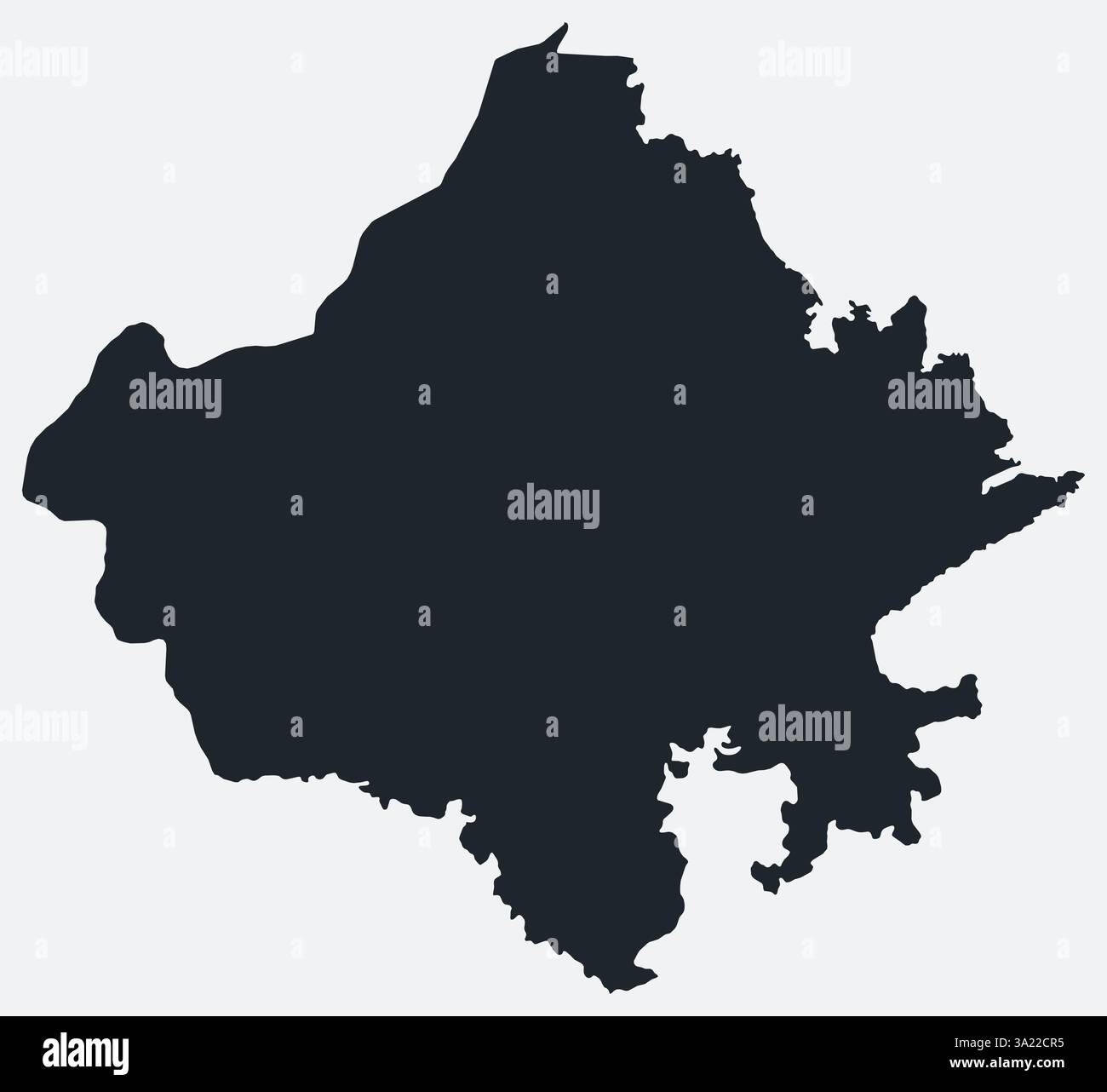 Rajasthan map. Just a simple border map. Shape of the state. Flat blank ...