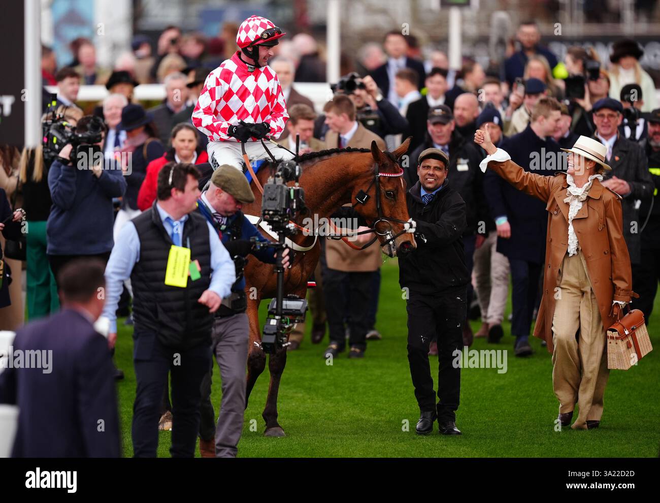 Donna Cooper-Barney (right) gives the thumbs up to Nico de Boinville ...
