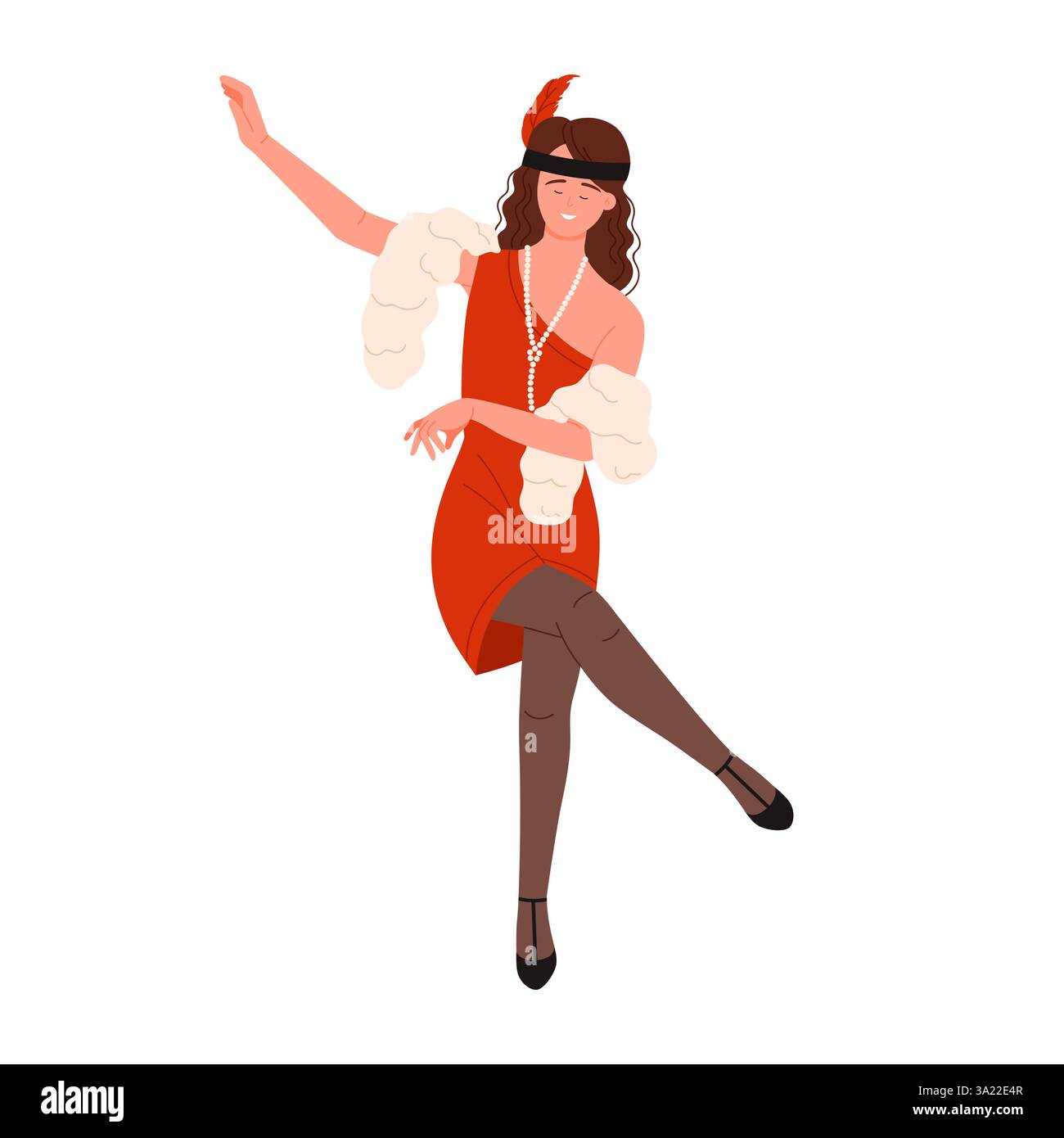A vibrant illustration of a lively flapper dancer, showcasing the ...
