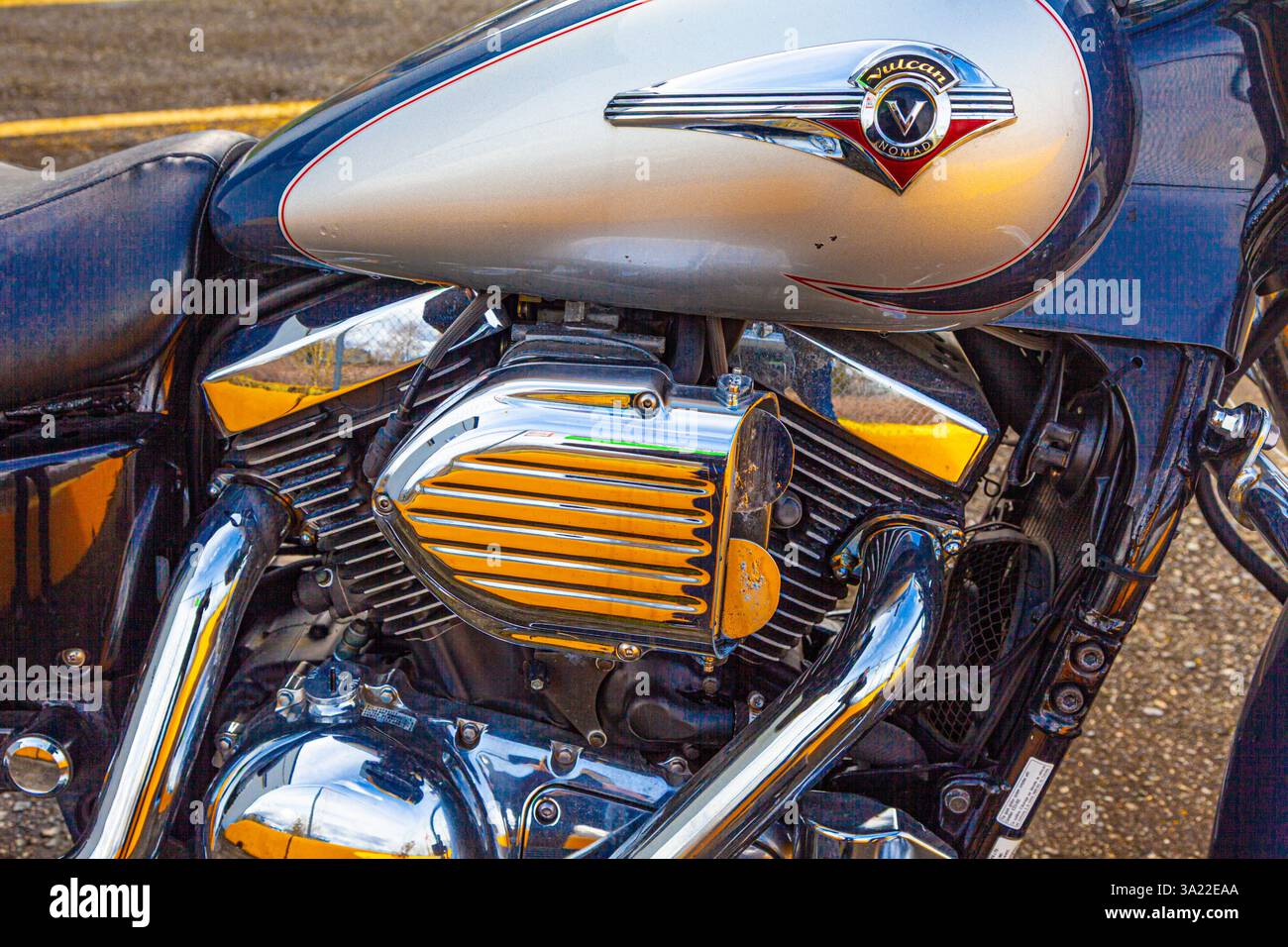 Detail of a Kawasaki Vulcan Nomad motorcycle Stock Photo - Alamy