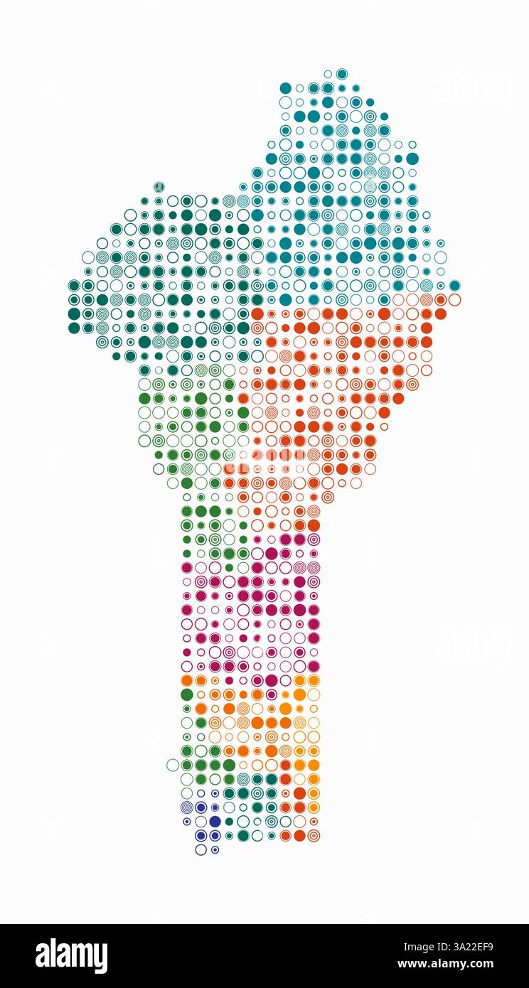 Benin, shape of the country built of colored cells. Digital style map ...