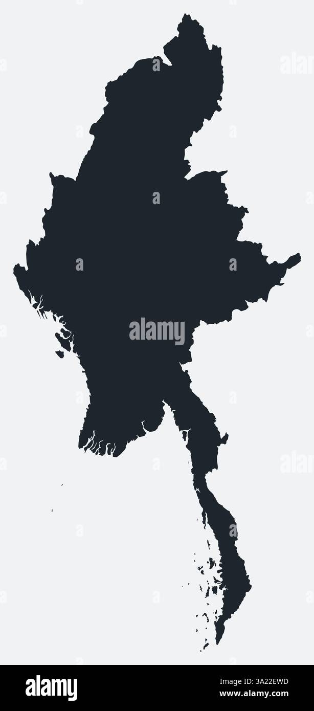 Myanmar map. Just a simple border map. Shape of the country. Flat blank Myanmar outline. Vector ...