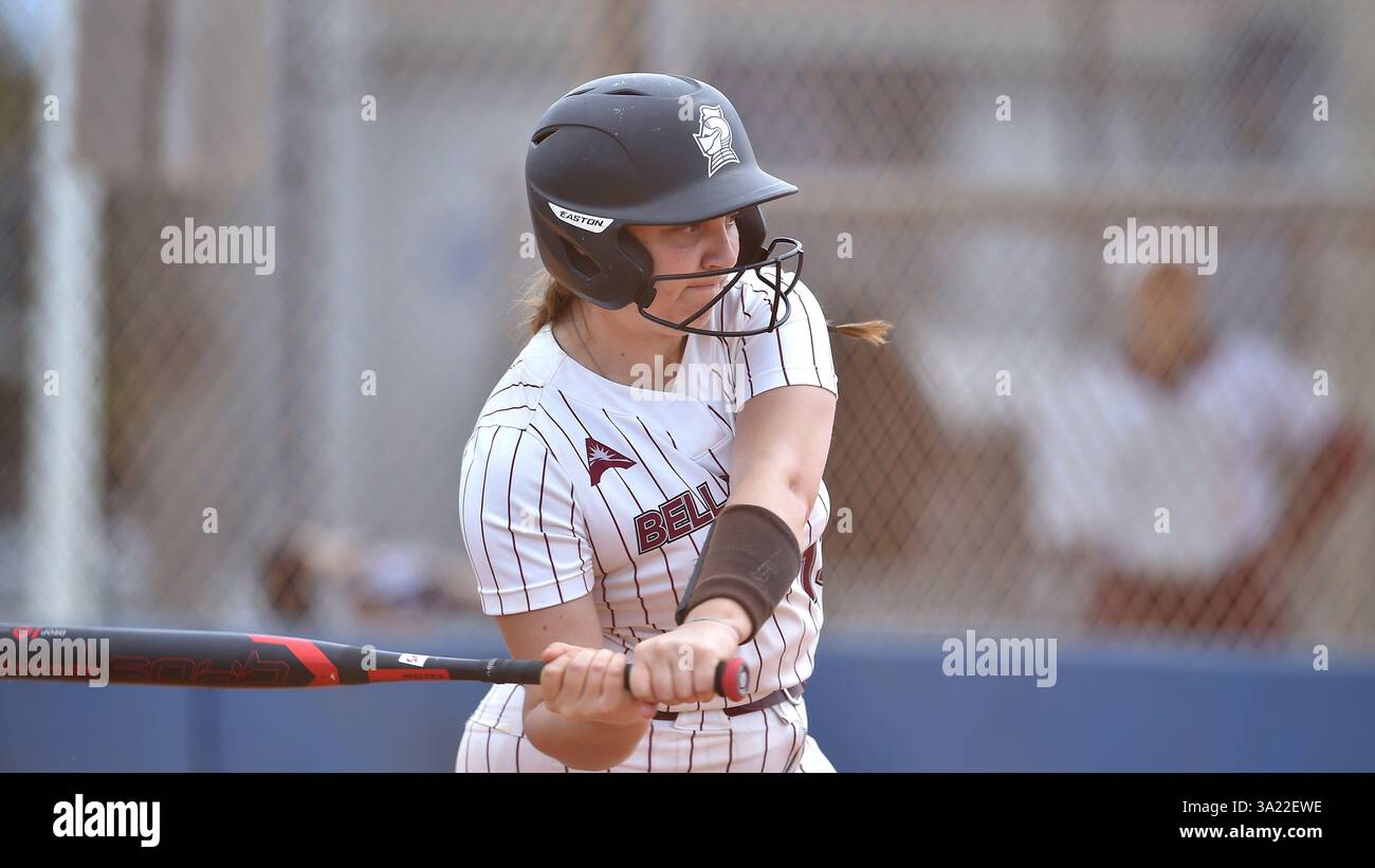 Bellarmine University's Nicole Waters (13) battles at the plate during ...