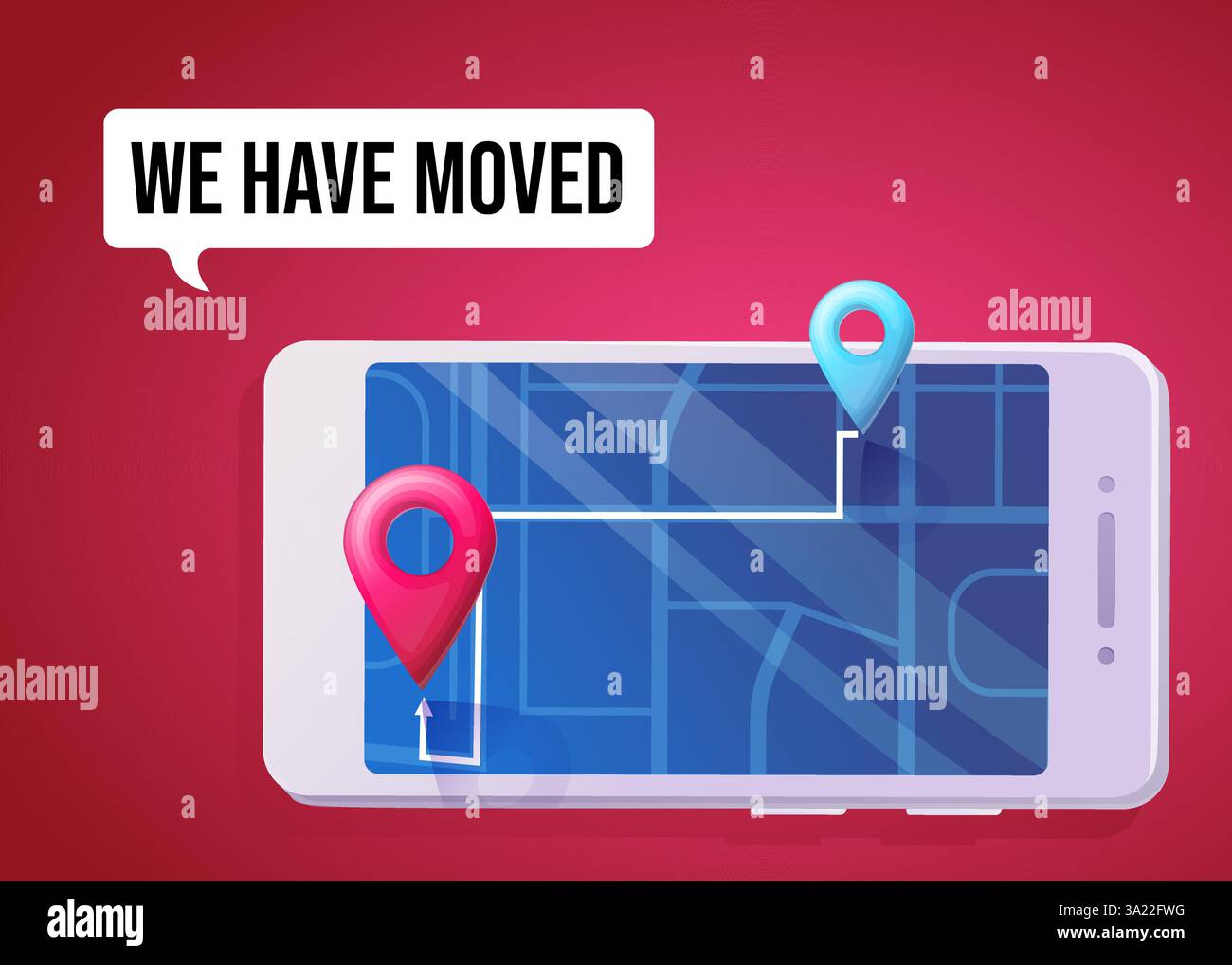 We Have Moved Announcement on Digital Map Stock Vector Image & Art - Alamy