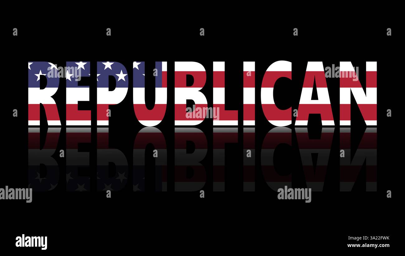The word REPUBLICAN in the style of the US flag against a black ...