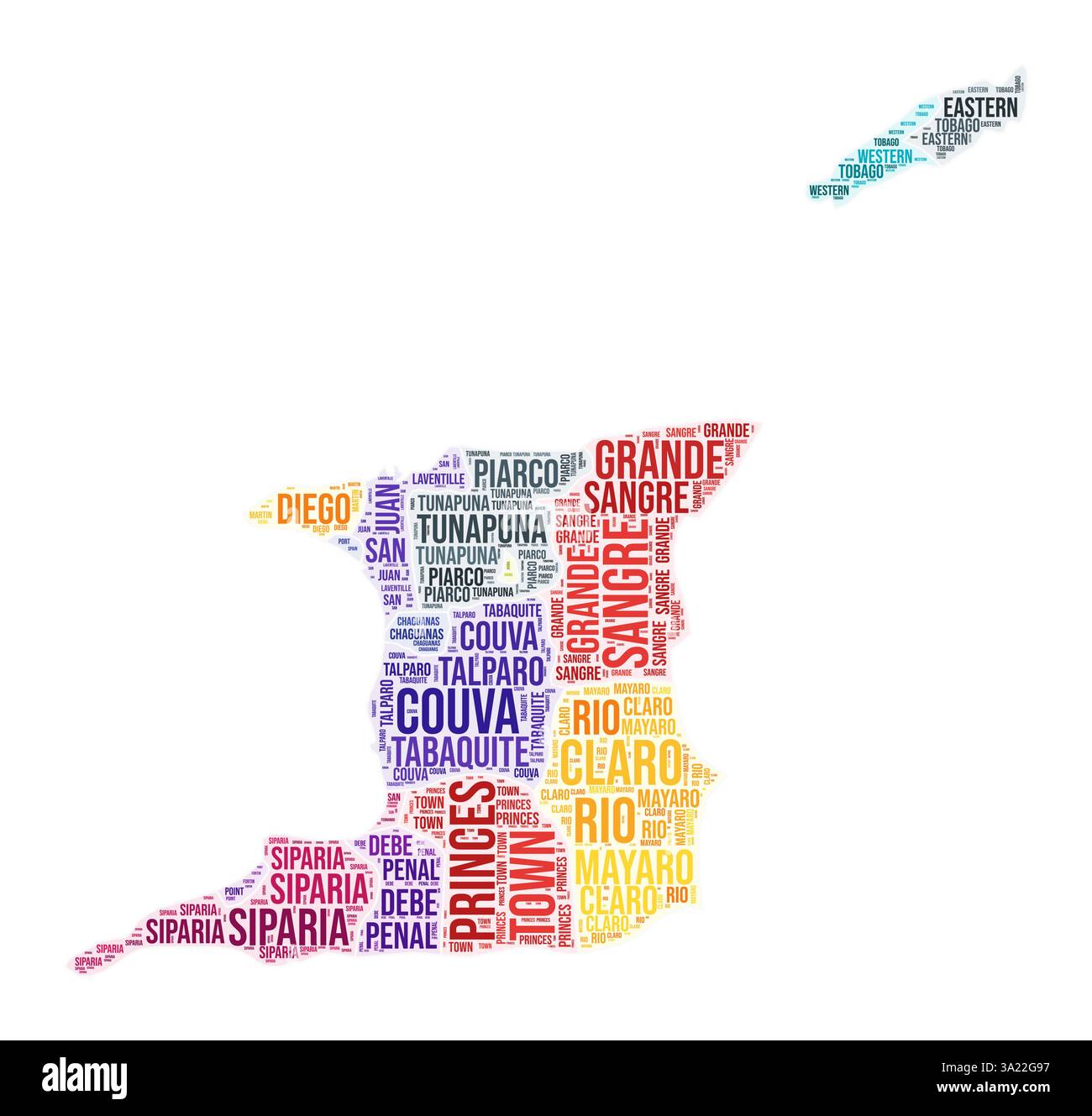 Trinidad and Tobago region word cloud. Country shape design. Trinidad ...