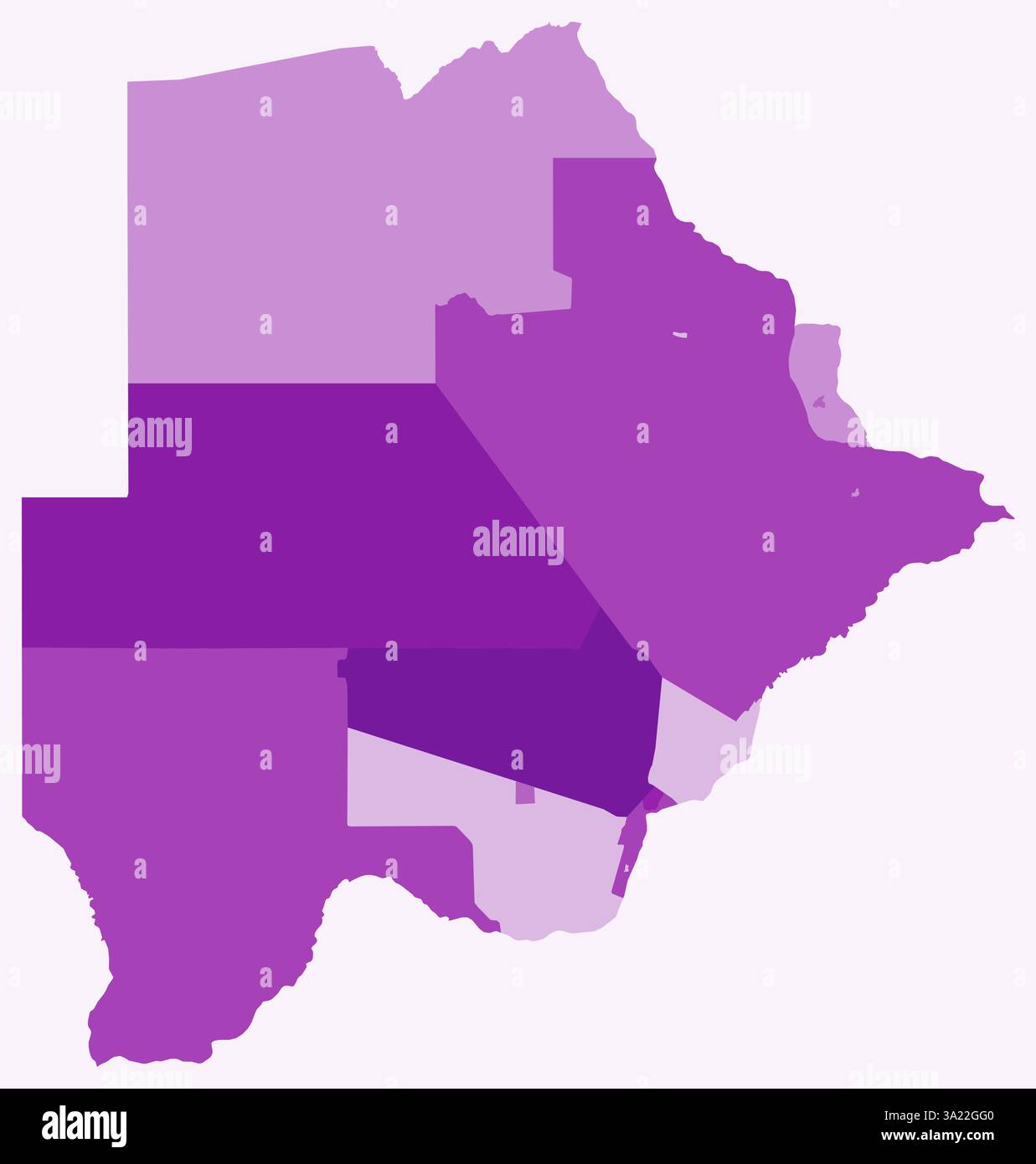 Map of Botswana with regions. Just a simple country border map with ...
