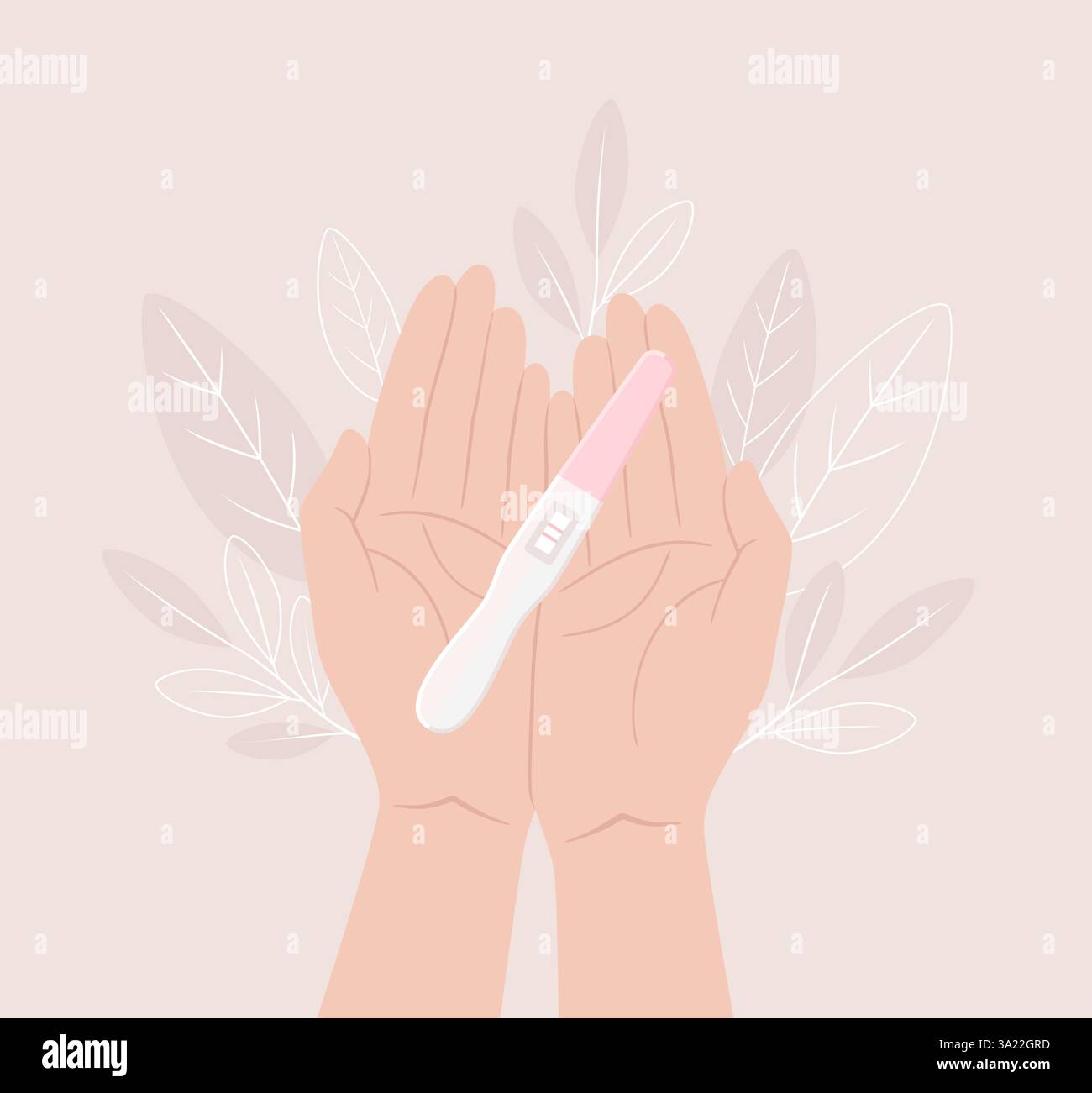 Female hands holding a positive pregnancy test in open palms, top view ...